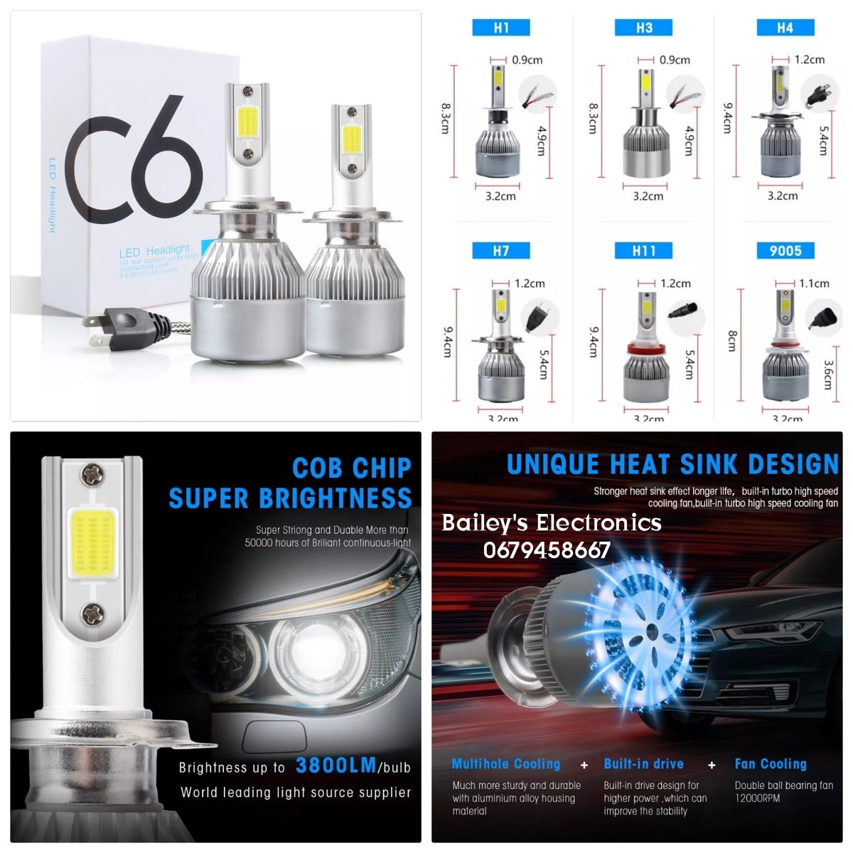 C6 LED Headlight Kit H11-6000k 3800 lumens – GadgetX Automotive Lighting